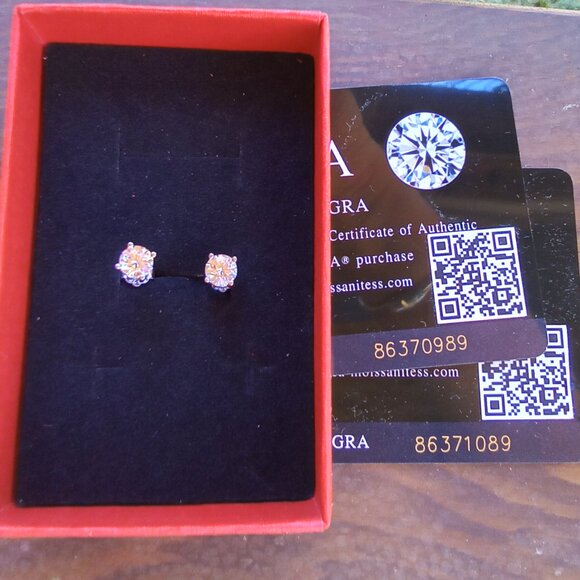 Jewelry | 1 Ctw Moissanite Stud Earrings With Coa | Poshmark